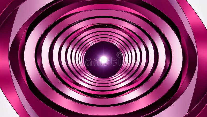 Pink Metallic Rotating Rings Creating a Tunnel Effect with Light at the ...