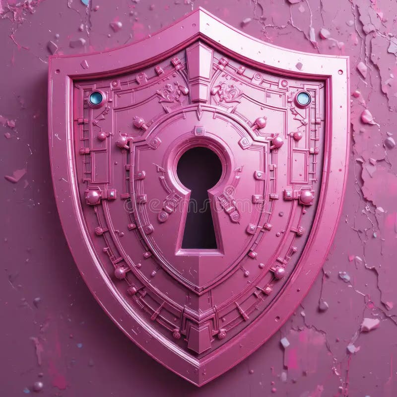 Pink Metallic Shield with Keyhole: Digital Security and Protection ...