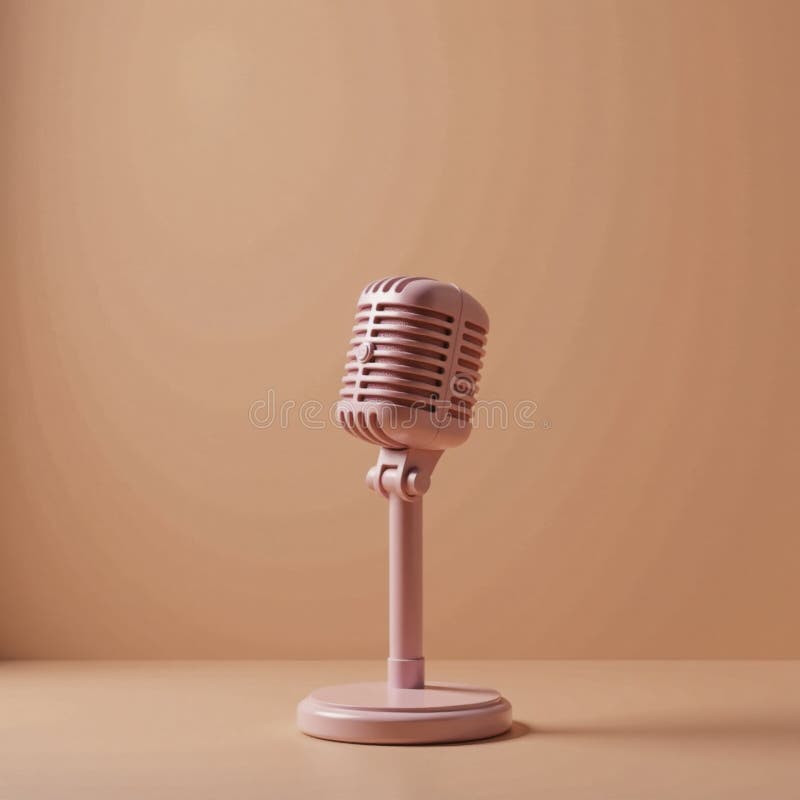 Pink Microphone Against a Pastel Orange Background with Soft Focus ...