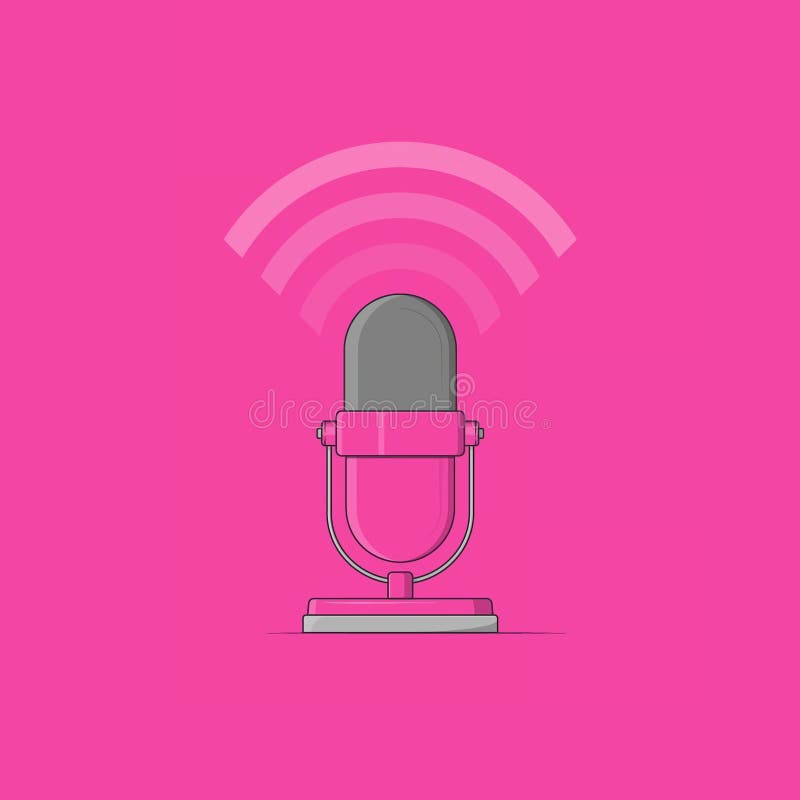 Pink Microphone Icon Isolated on Pink Background. on Air Radio Mic ...
