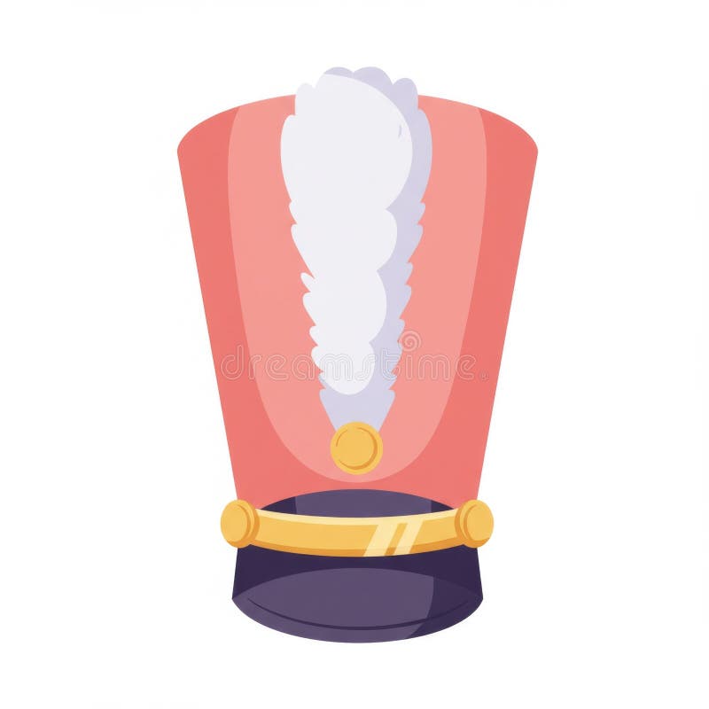 Pink Military Hat with White Feather and Gold Band Stock Illustration ...