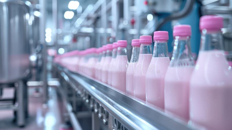 The Pink Milk Bottles.AI Generated Image Stock Image - Image of ...