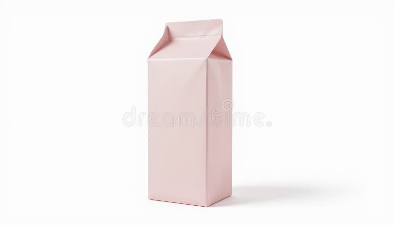 Pink Milk Carton, a Refreshing Beverage Against Clean White Backdrop ...