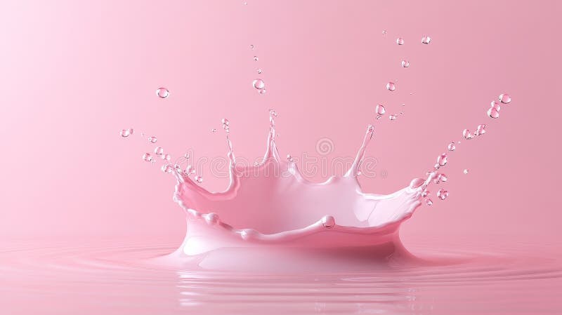Pink Milk Crown. Splash of Milk on a Pink Background. Minimalist ...