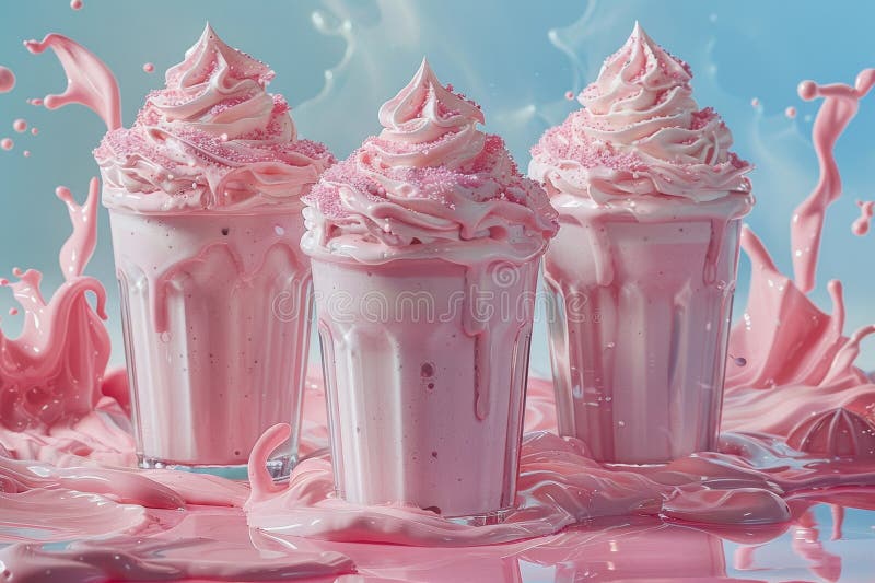 Pink Milkshake in a Dynamic Splash Stock Illustration - Illustration of ...