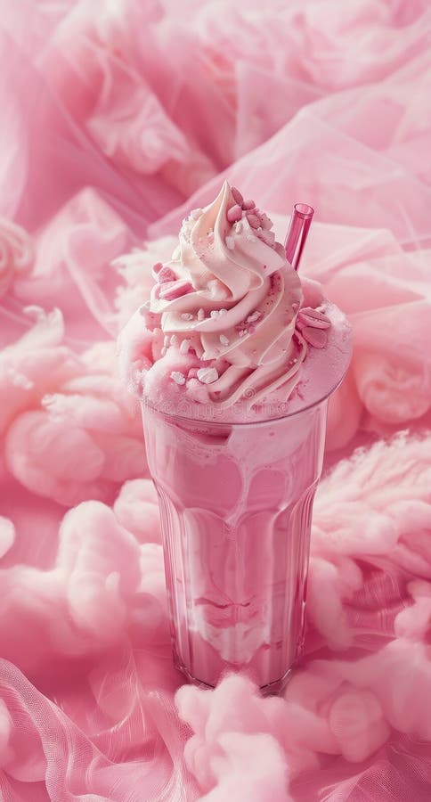 Pink Milkshake with Whipped Cream on a Dreamy Background Stock ...