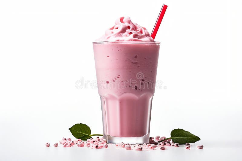 Pink Milkshake with Strawberry. Cartoon Vector Illustration Stock ...
