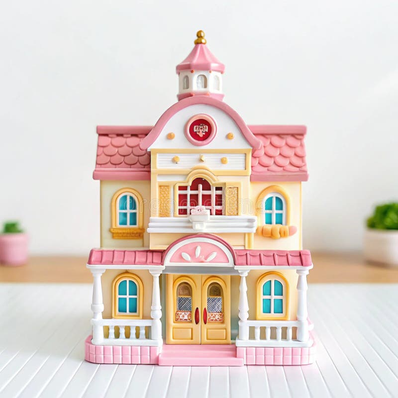 Pink Miniature House Indoor Studio White Background Toy Stock Photos ...