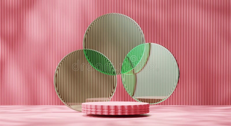Pink Minimal Podium with Round Green Glass for Product Display 3d ...