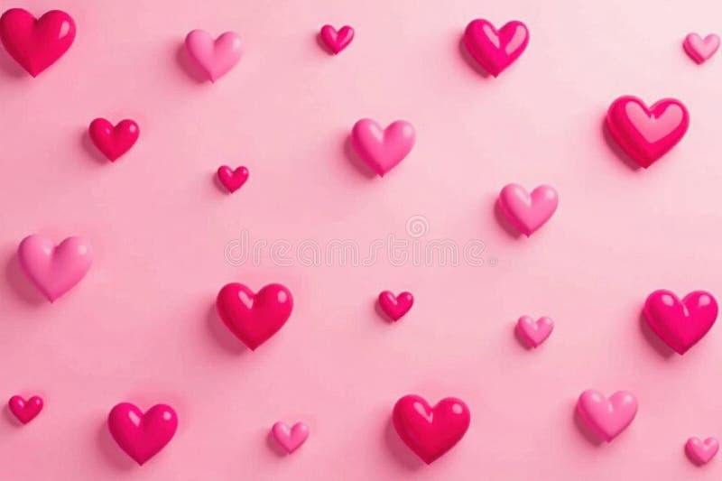 Pink Minimalist Cartoon Heart Seamless Pattern, Pattern, Pastel Stock ...