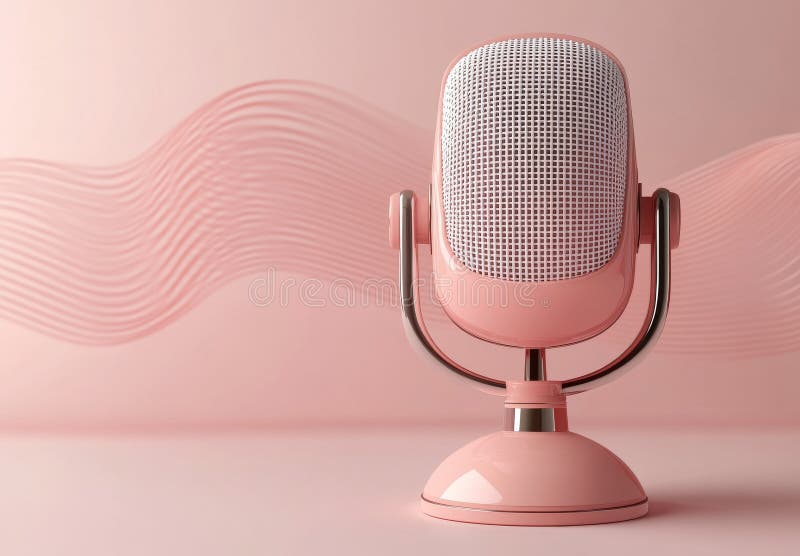 Pink Minimalist Microphone Standing Out on a Plain White Background ...