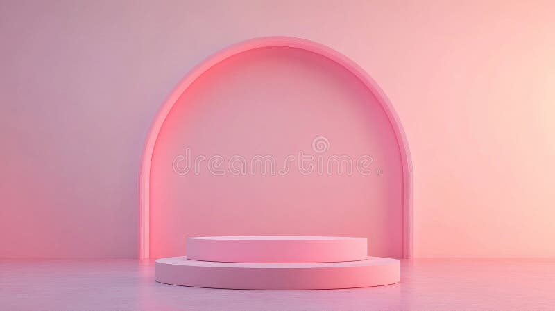 Pink Minimalistic Podium with Arch in Soft Lighting, Modern Design ...