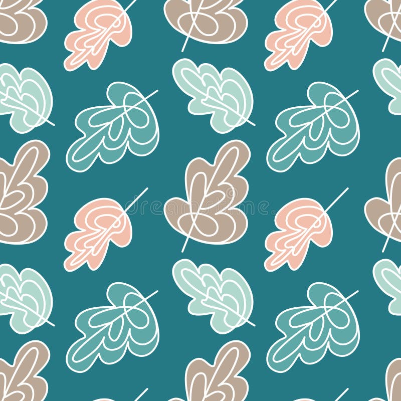 Pink Mint Green Autumn Leaf Seamless Pattern for Design Stock Vector ...