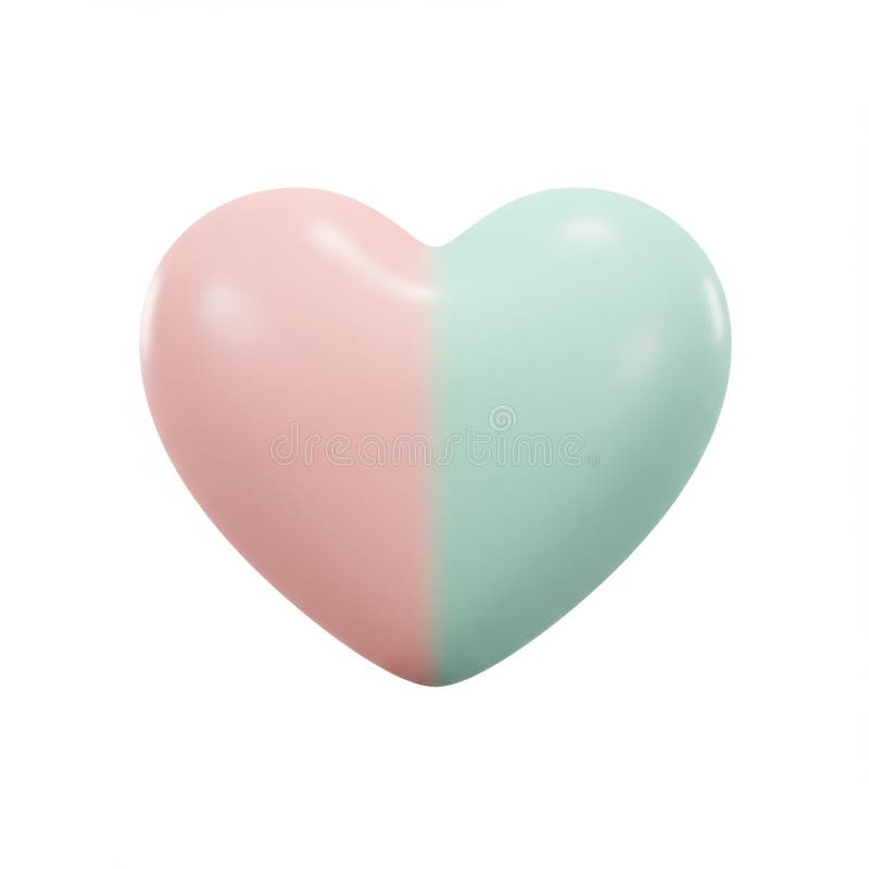 Pink and Mint Pastel Heart 3D Render Stock Illustration - Illustration ...