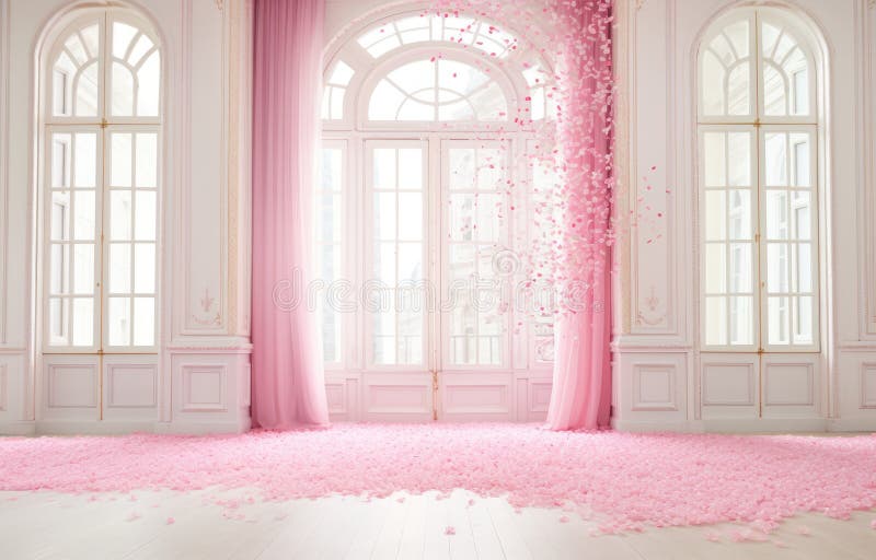 Pink Modern Classical Style White Hall and Luxury Arch Door Background ...
