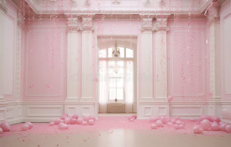 Pink Modern Classical Style White Hall and Luxury Arch Door Background ...