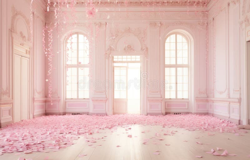 Pink Modern Classical Style White Hall and Luxury Arch Door Background ...
