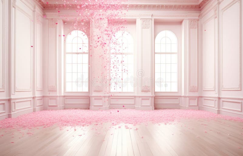 Pink Modern Classical Style White Hall and Luxury Arch Door Background ...