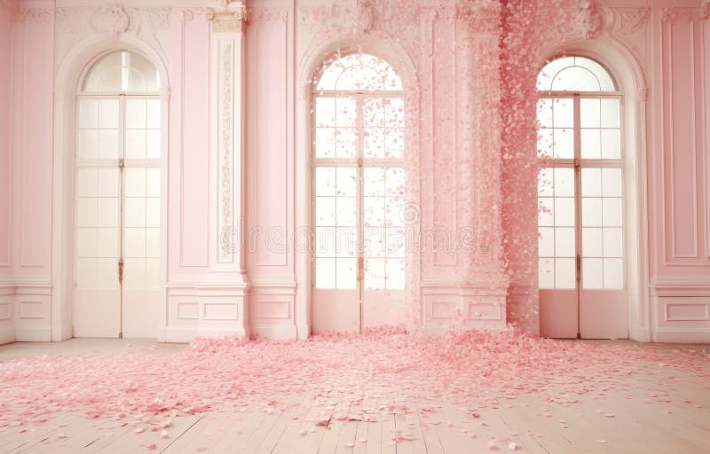 Pink Modern Classical Style White Hall and Luxury Arch Door Background ...
