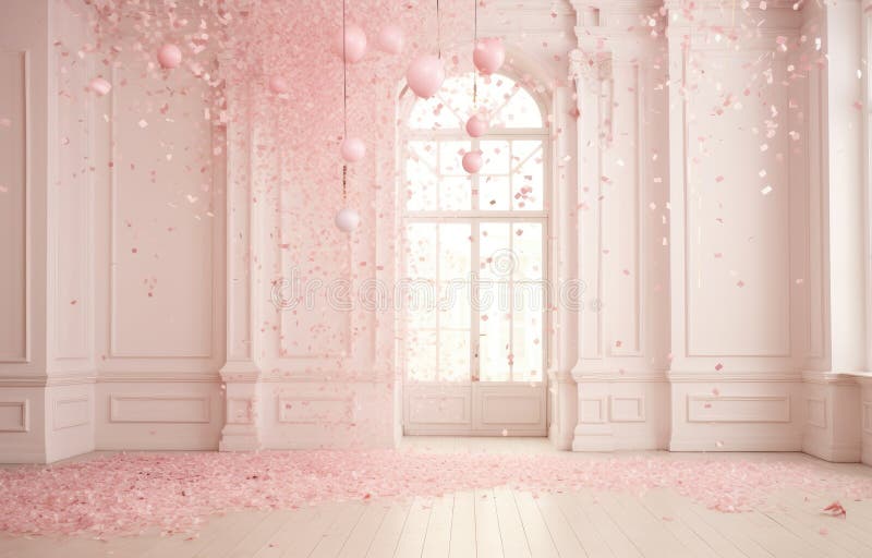 Pink Modern Classical Style White Hall and Luxury Arch Door Background ...