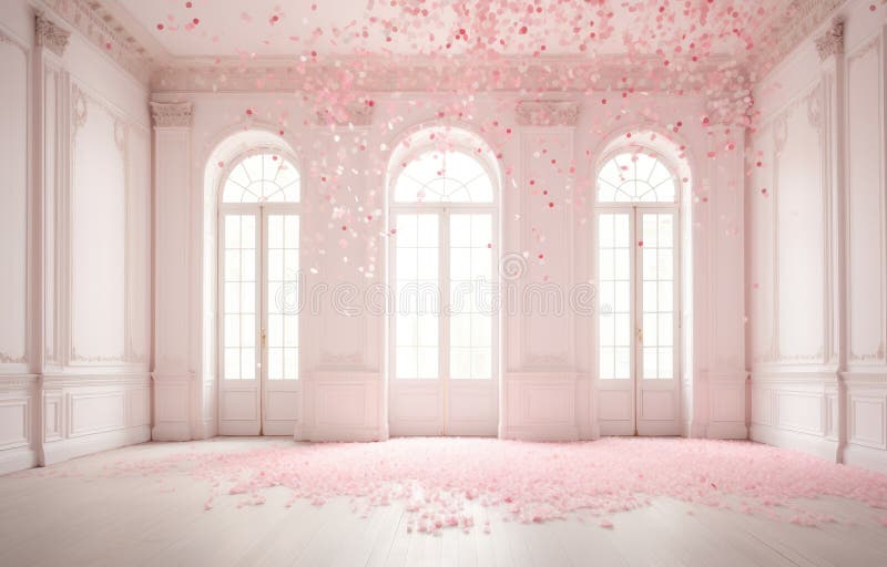 Pink Modern Classical Style White Hall and Luxury Arch Door Background ...