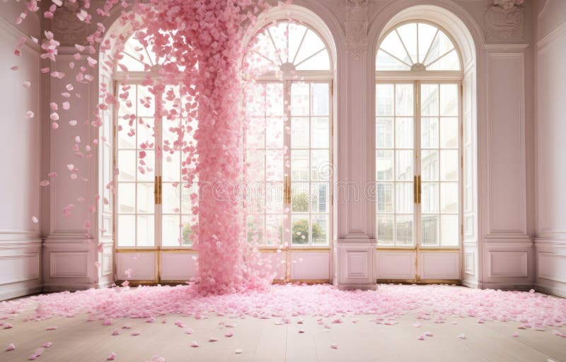 Pink Modern Classical Style White Hall and Luxury Arch Door Background ...