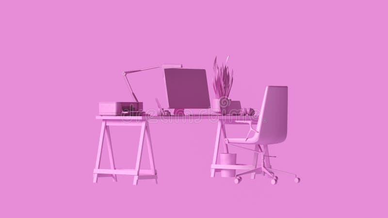 Pink Modern Office Setup stock illustration. Illustration of keyboard ...