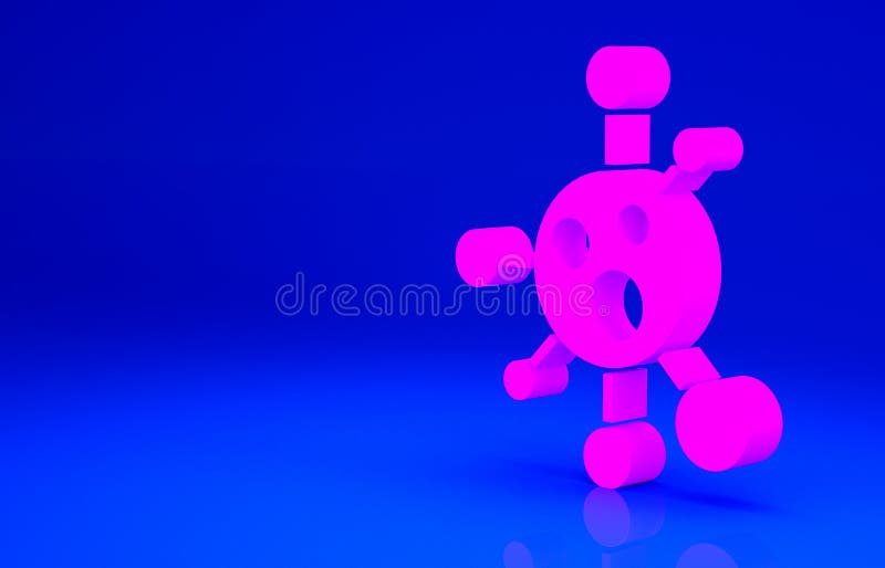 Pink Molecule Icon Isolated on Blue Background. Structure of Molecules ...