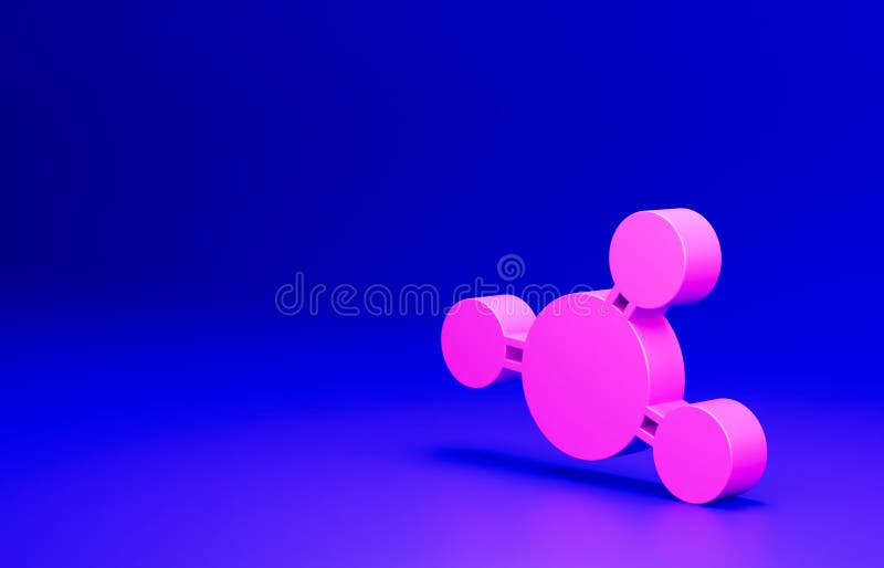Pink Molecule Icon Isolated on Blue Background. Structure of Molecules ...