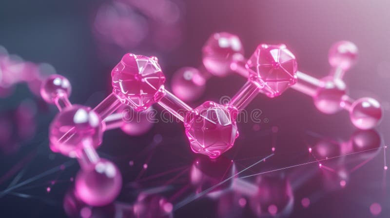 Pink Molecules Forming a Crystalline Structure, Representing Concepts ...