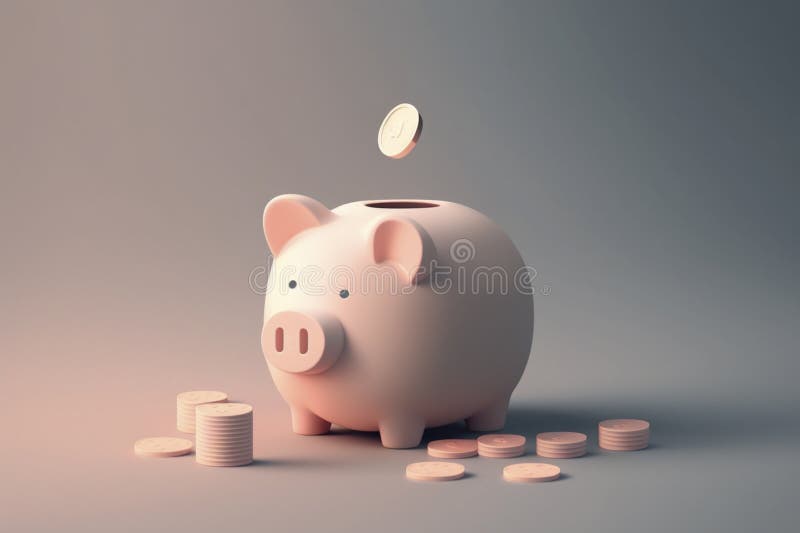 Pink Money Box and Savings Idea Created with Ai Generative Tools Stock ...