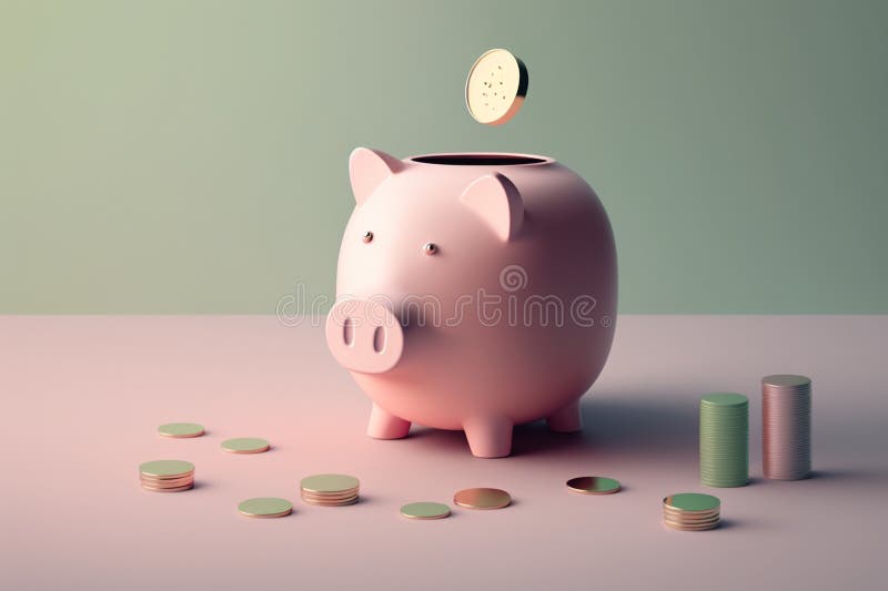 Pink Money Box and Savings Idea Created with Ai Generative Tools Stock ...