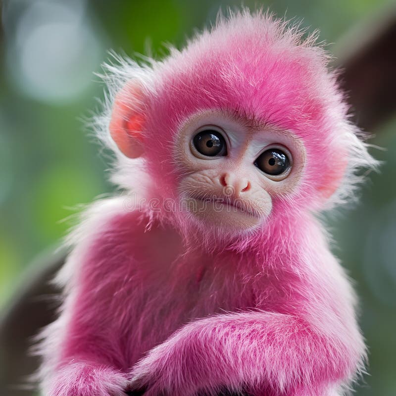 A Pink Monkey with a Pink Face Stock Image - Image of fauna, macaque ...