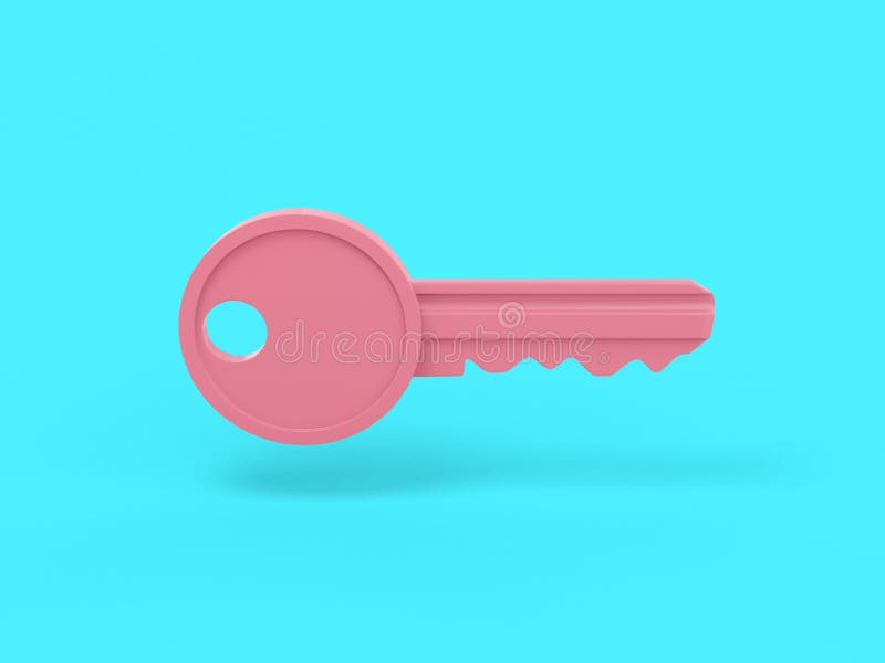 Pink Mono Color Key on Blue Solid Background. Minimalistic Design ...