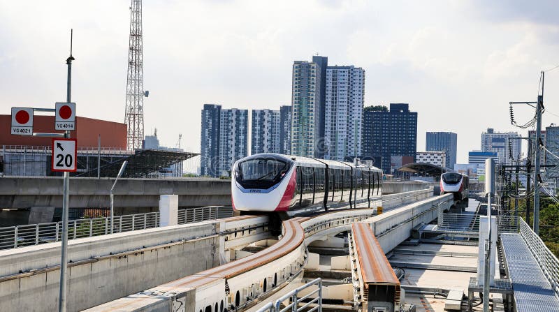 The Pink Monorail Mass Transit System Serving in the Metropolitan Region Editorial Image - Image ...
