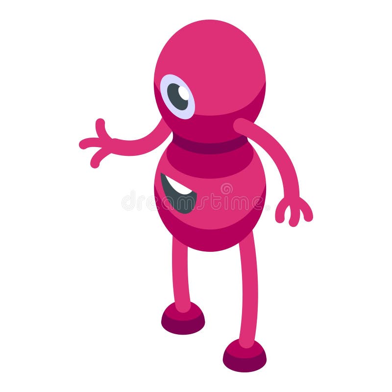 Pink Monster Icon Isometric Vector. Smile Face Fun Stock Illustration ...