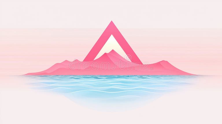 A Pink Mountain with a Triangular Shape in the Center. Stock Photo - Image of pink, landscape ...