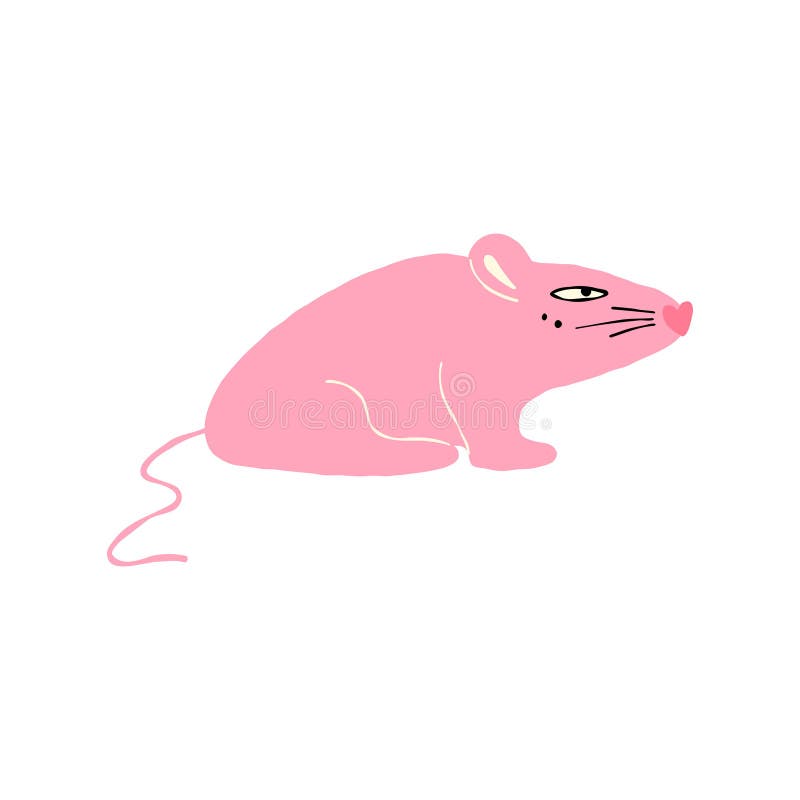 Pink Mouse. Cartoon Comic Illustration in Doodle Style Stock Vector ...