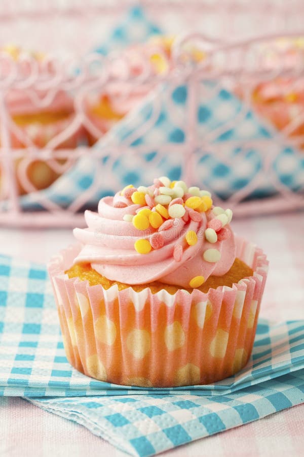 Pink muffin stock photo. Image of birthday, cute, dessert - 23496376