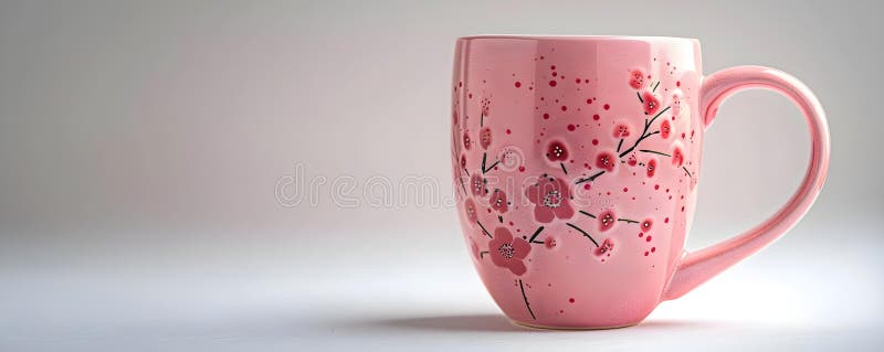 Pink Mug with Elegant Design Set on Pristine White Backdrop. Concept ...