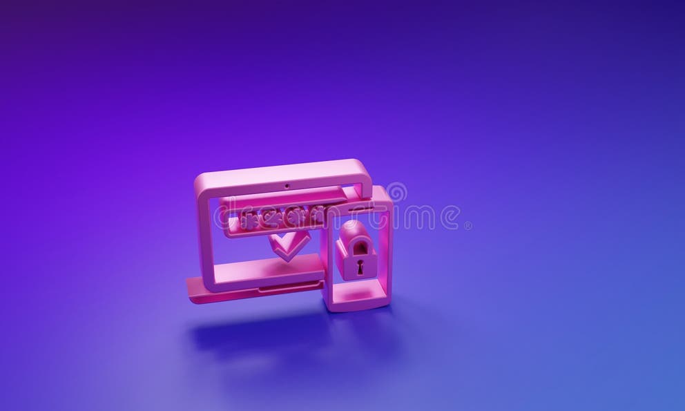 Pink Multi Factor, Two Steps Authentication Icon Isolated on Purple ...