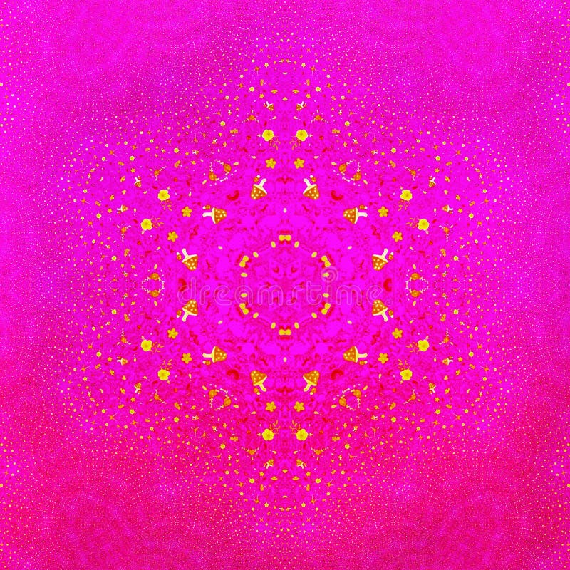 Pink and Multiple Colored Floral Illustration, Mirror Effect Applied ...