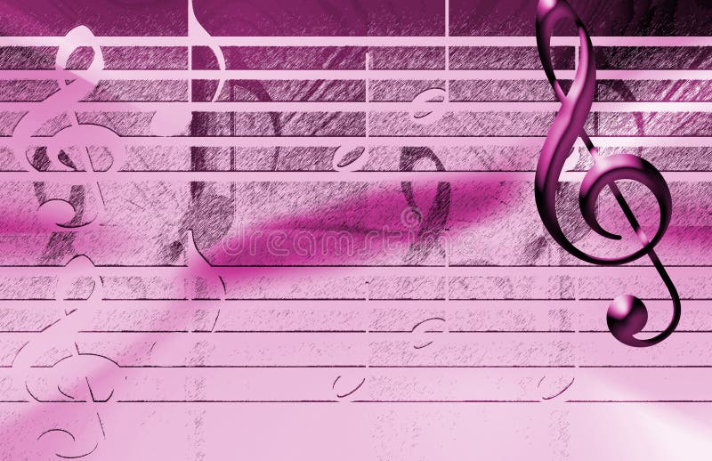 Pink Music Background Shows Musical Instruments and Brightness Stock ...
