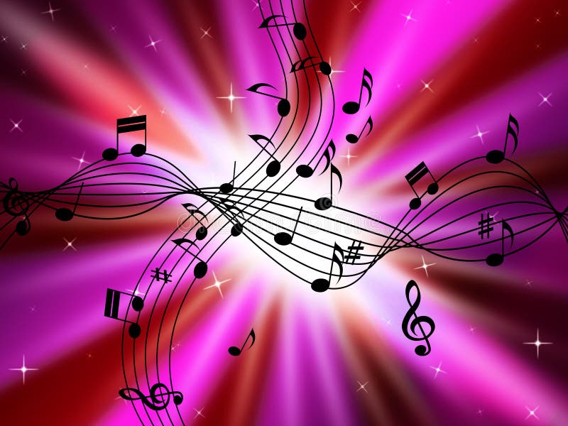 Pink Music Background Shows Musical Instruments and Brightness Stock ...