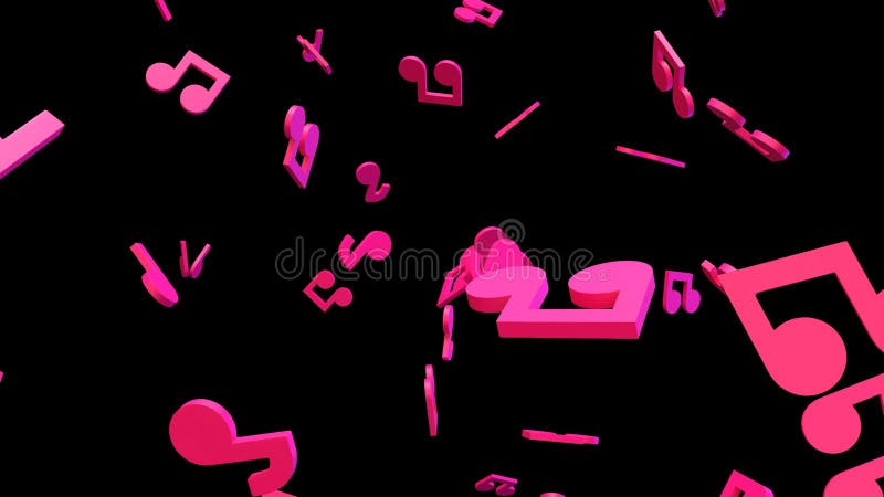 Pink Musical Notes on Black Background. Stock Footage - Video of design ...