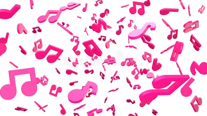 Pink Musical Notes on White Background. Stock Illustration ...