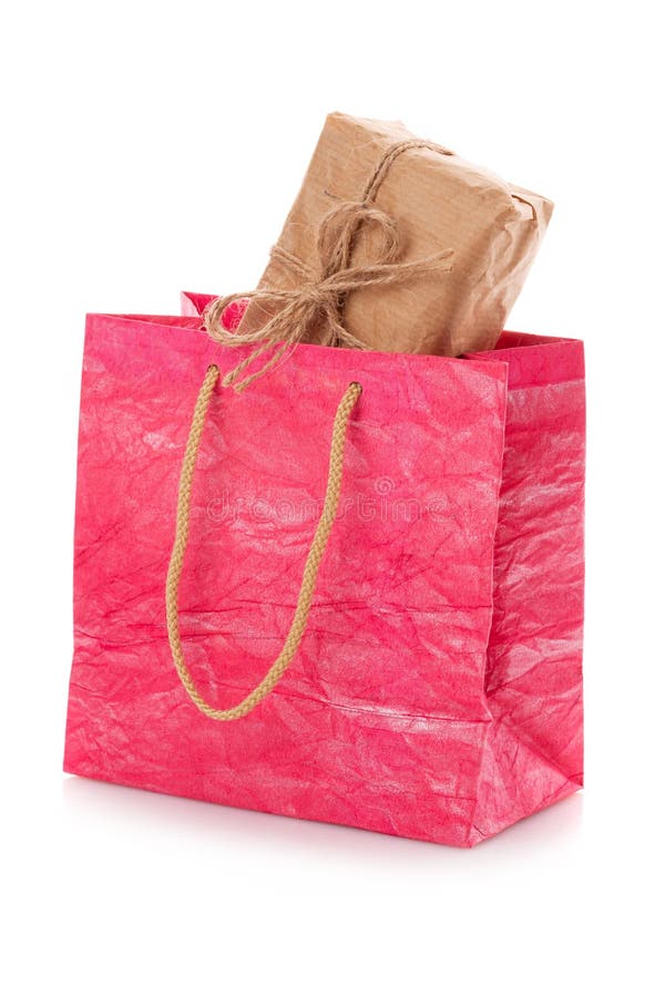 Pink Nacre Gift Bag with Raised Handles. Isolated on a White Background ...