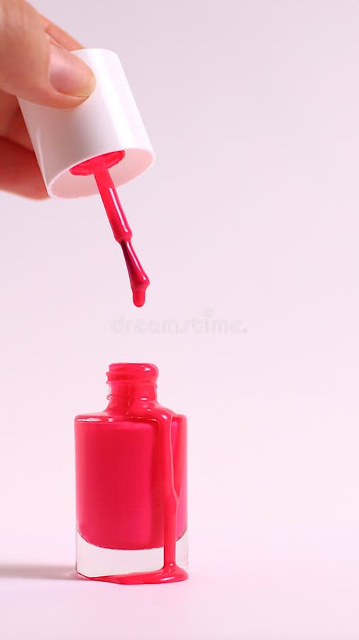 Pink Nail Polish, Smear Enamel Stock Photo - Image of bottle, makeup ...