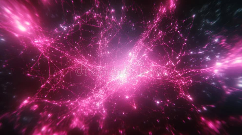 Pink Nebula Explodes, Cosmic Energy Flows Vividly Stock Illustration ...