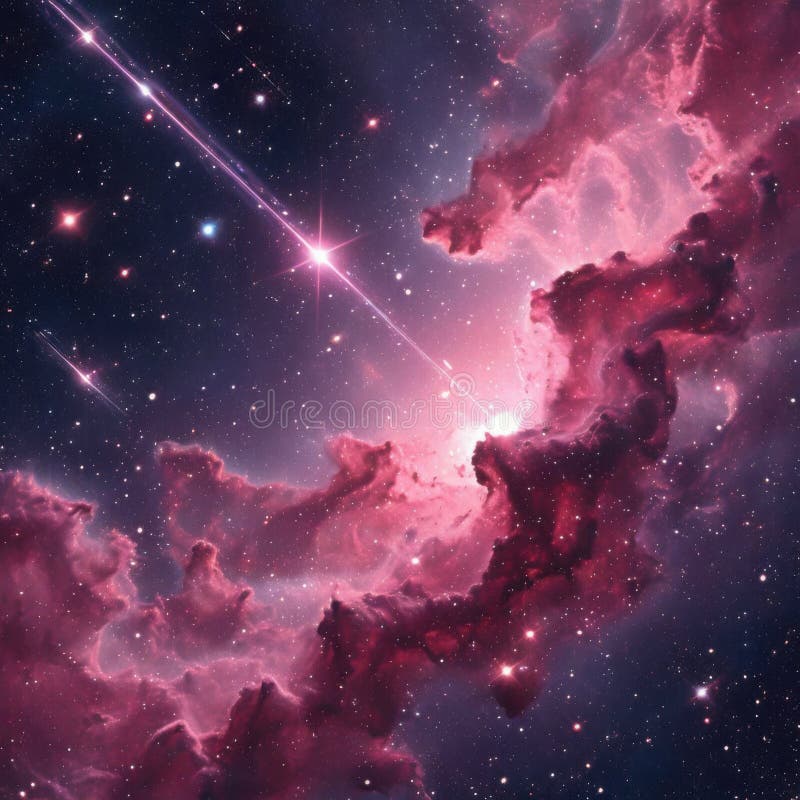 Pink Nebula Galaxy Background Stock Illustration - Illustration of ...